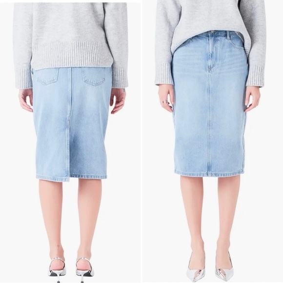 GREY LAB | Skirts | Midi Jean Skirt Light Wash Grey Lab | Poshmark